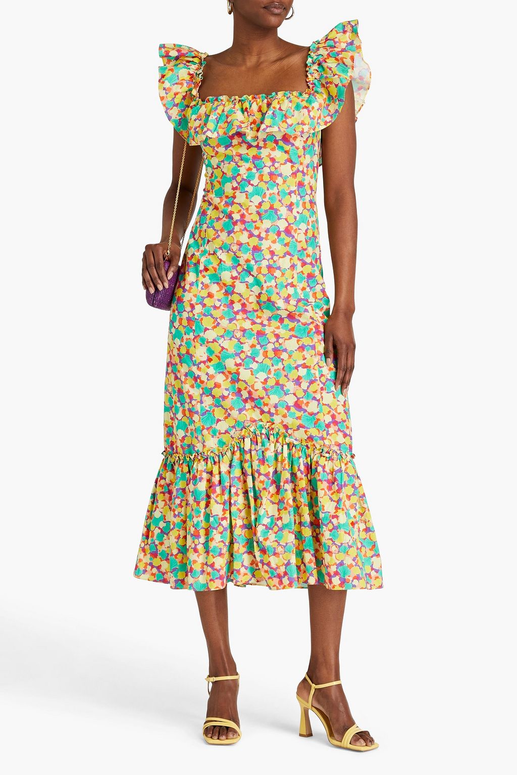 RIXO June ruffled printed cotton midi dress | THE OUTNET