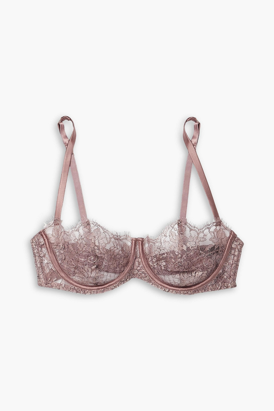 Coco De Mer London Gai Metallic Leavers Lace Balconette Bra In Pink ...