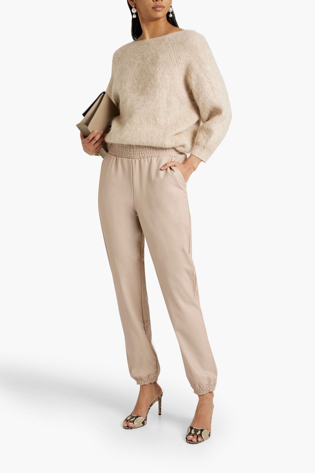 COMMANDO Shirred faux stretch-leather track pants | THE OUTNET