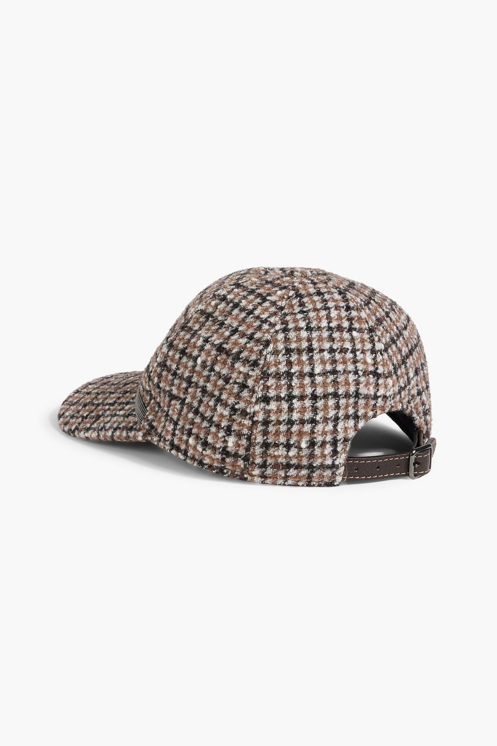 BRUNELLO CUCINELLI Bead-embellished houndstooth wool-blend tweed baseball cap | THE OUTNET