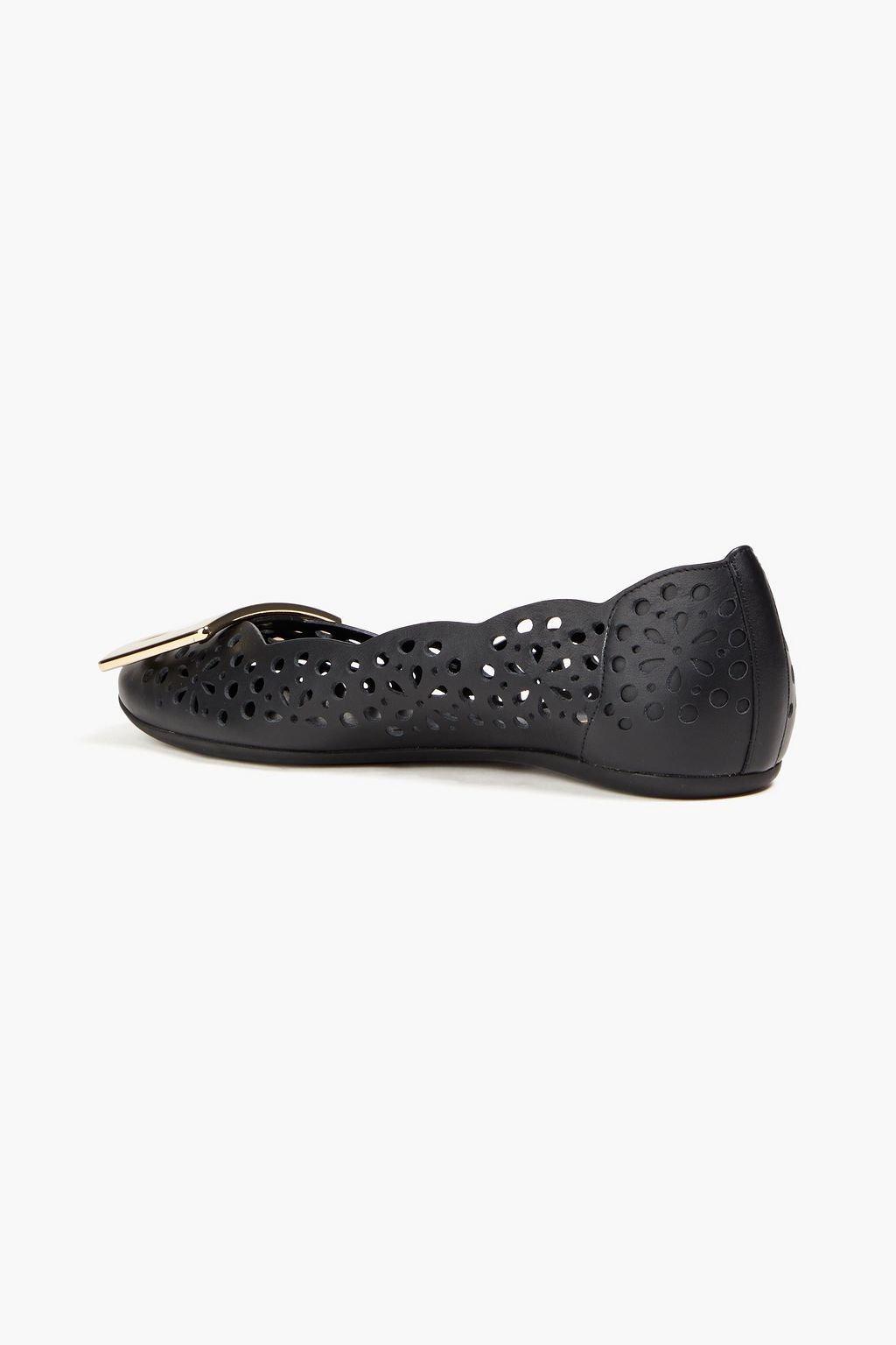 ROGER VIVIER Laser-cut embellished leather ballet flats | THE OUTNET