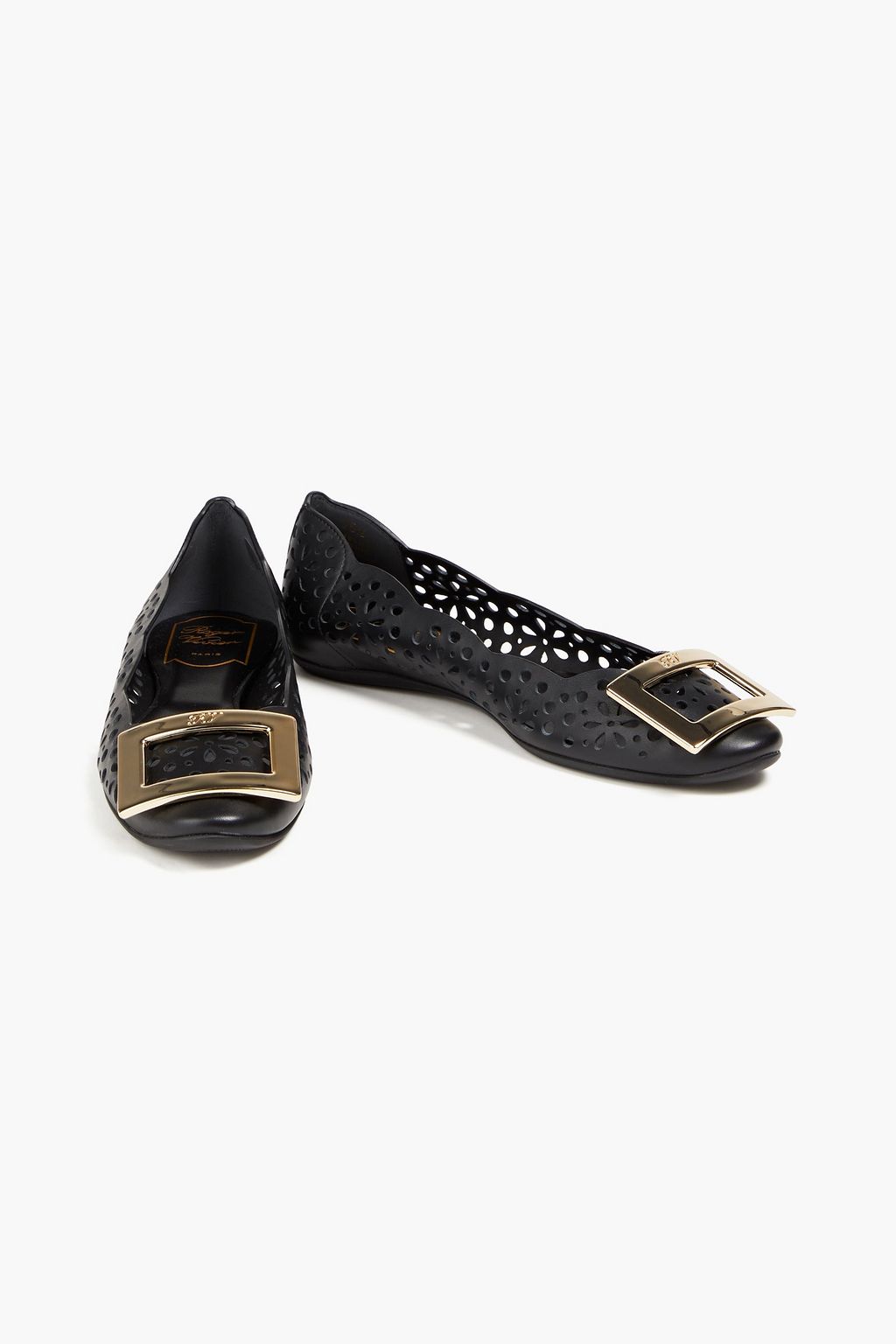 ROGER VIVIER Laser-cut embellished leather ballet flats | THE OUTNET