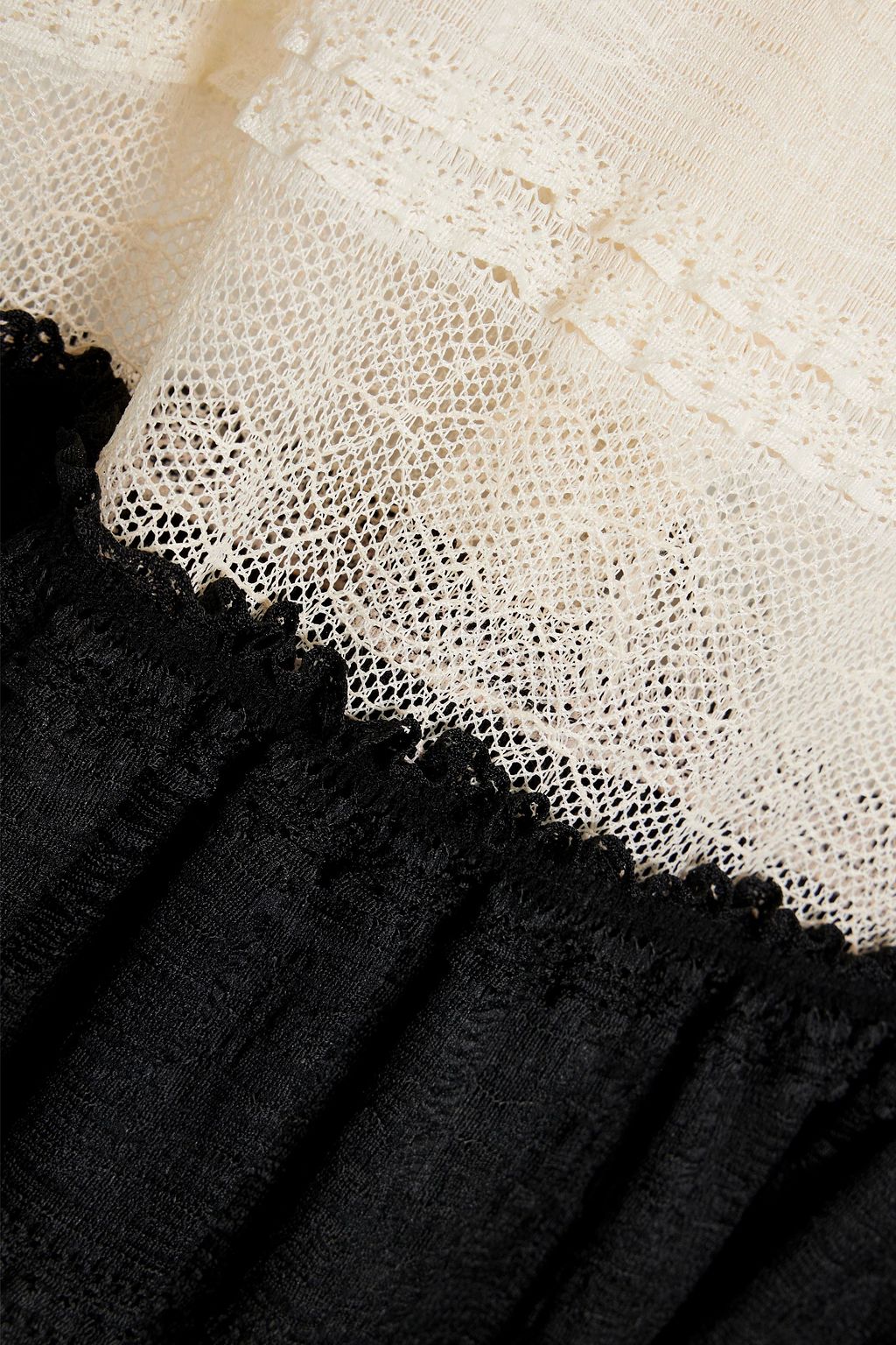 REDVALENTINO Gathered two-tone lace mini dress | THE OUTNET