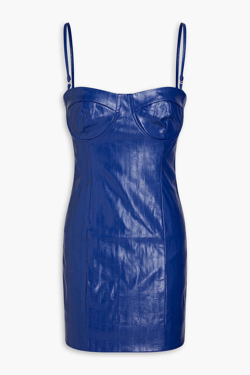 ROTATE BIRGER CHRISTENSEN Two-tone faux eel-effect leather mini dress ...