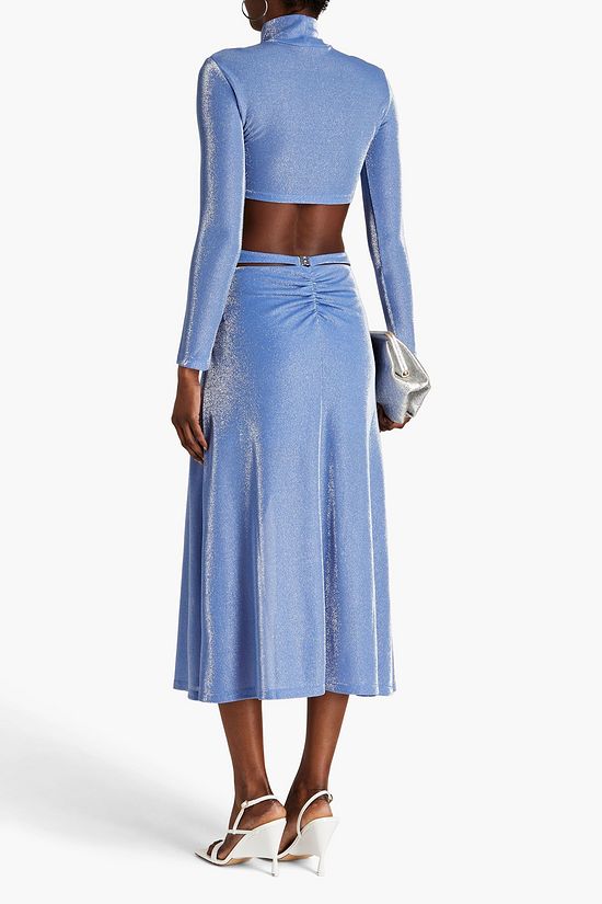 ROTATE BIRGER CHRISTENSEN Abella cutout metallic stretch-jersey midi ...