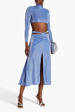ROTATE BIRGER CHRISTENSEN Abella cutout metallic stretch-jersey midi ...