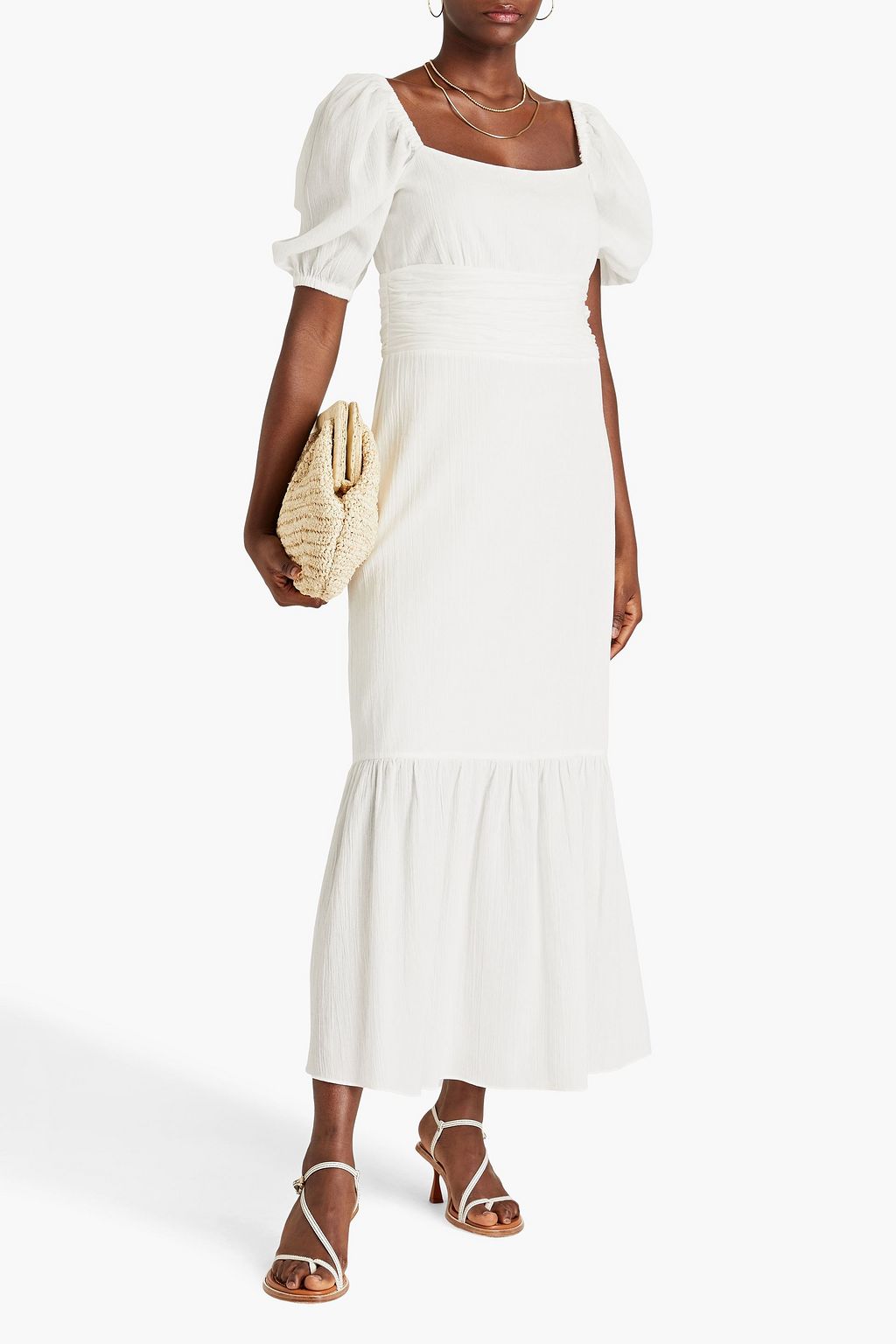 PEONY SWIMWEAR Gathered cotton-gauze midi dress | THE OUTNET
