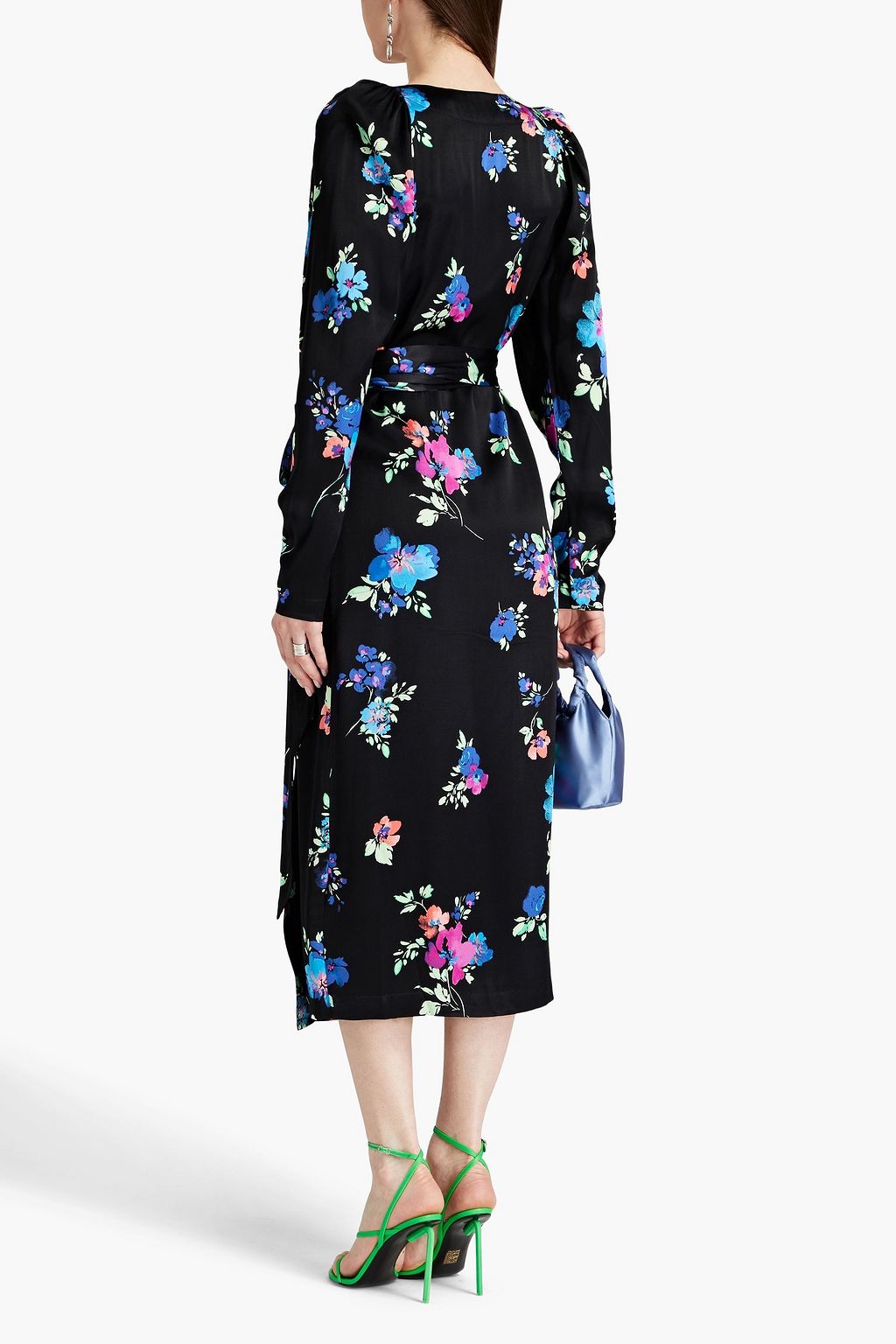 Rotate Birger Christensen Floral Print Satin Midi Wrap Dress The Outnet