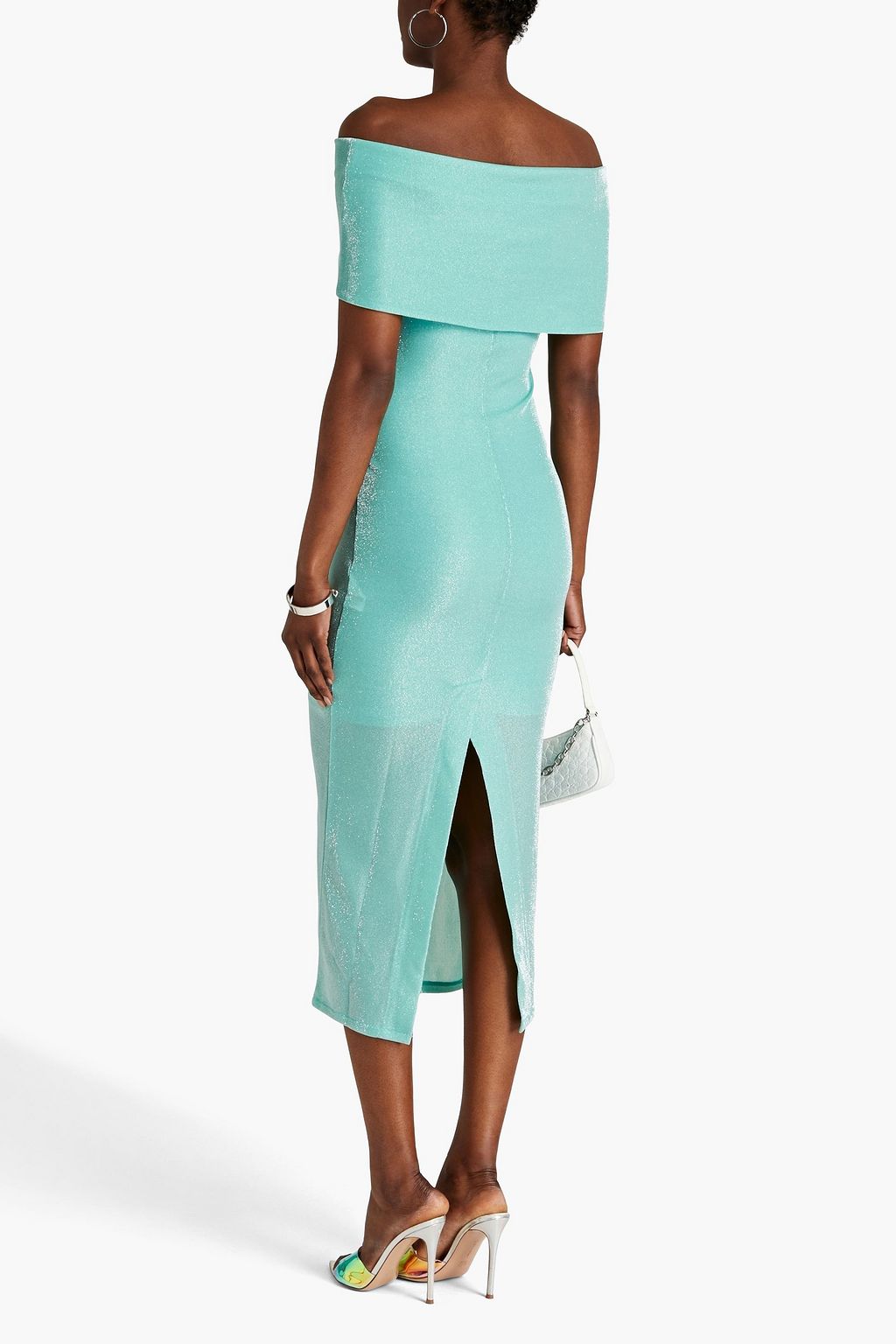 ROTATE BIRGER CHRISTENSEN Babette off-the-shoulder metallic stretch ...