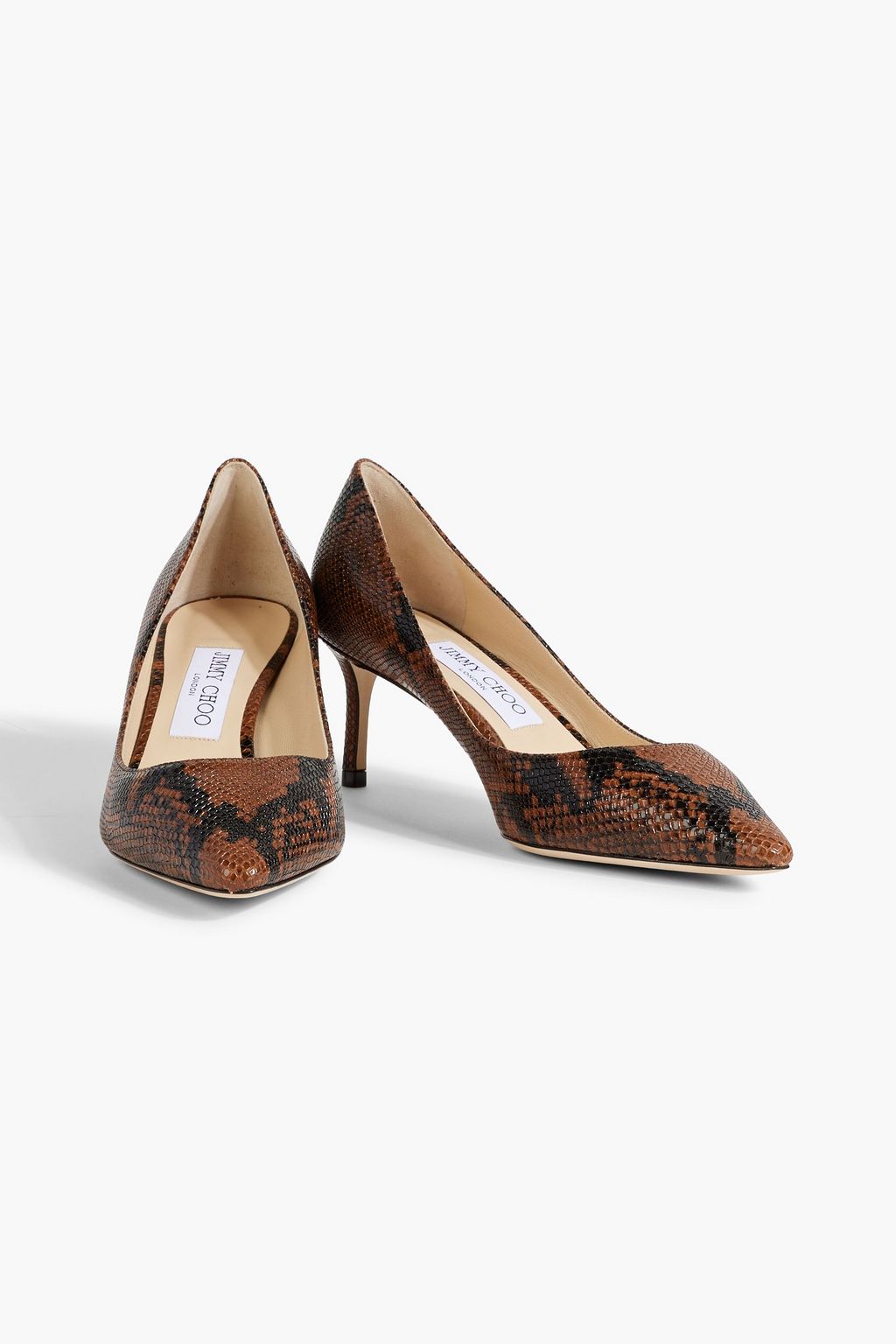 JIMMY CHOO Romy 60 snake-effect leather pumps | THE OUTNET