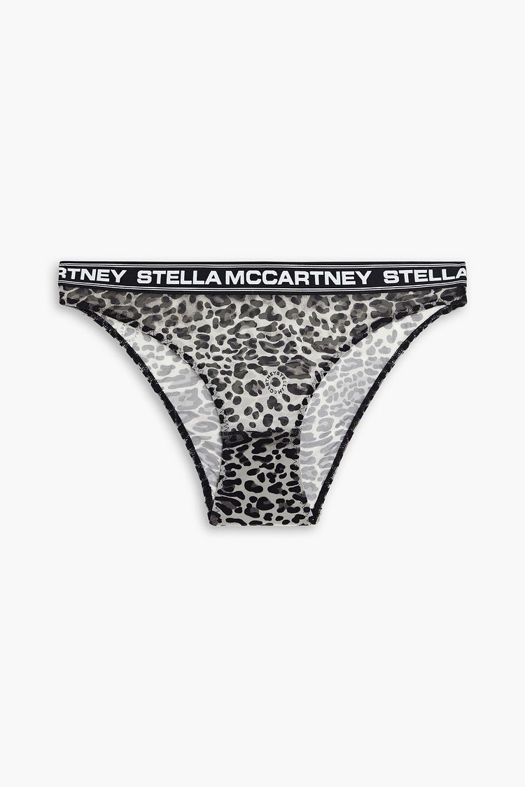 STELLA MCCARTNEY Leopard-print stretch-mesh low-rise briefs | THE OUTNET
