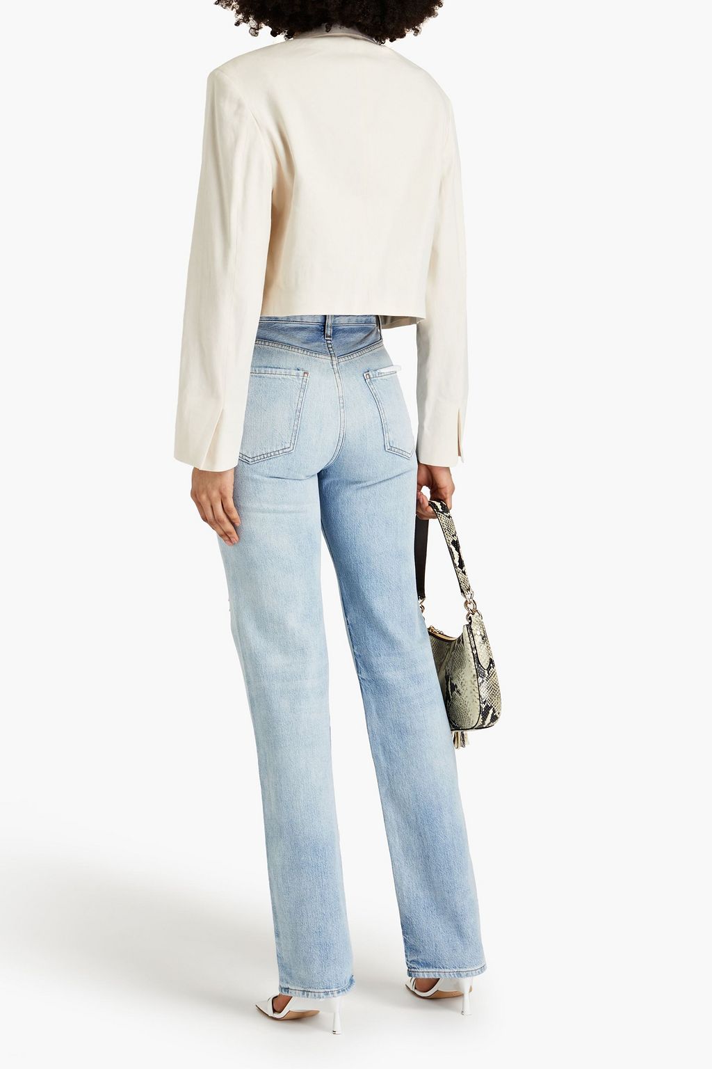 FRAME Le Jane distressed high-rise straight-leg jeans | THE OUTNET