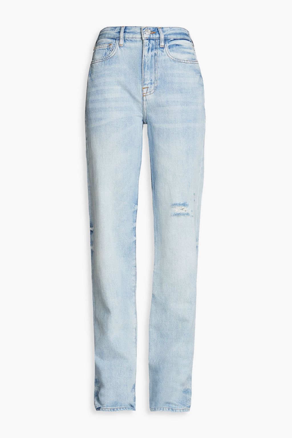FRAME Le Jane distressed high-rise straight-leg jeans | THE OUTNET