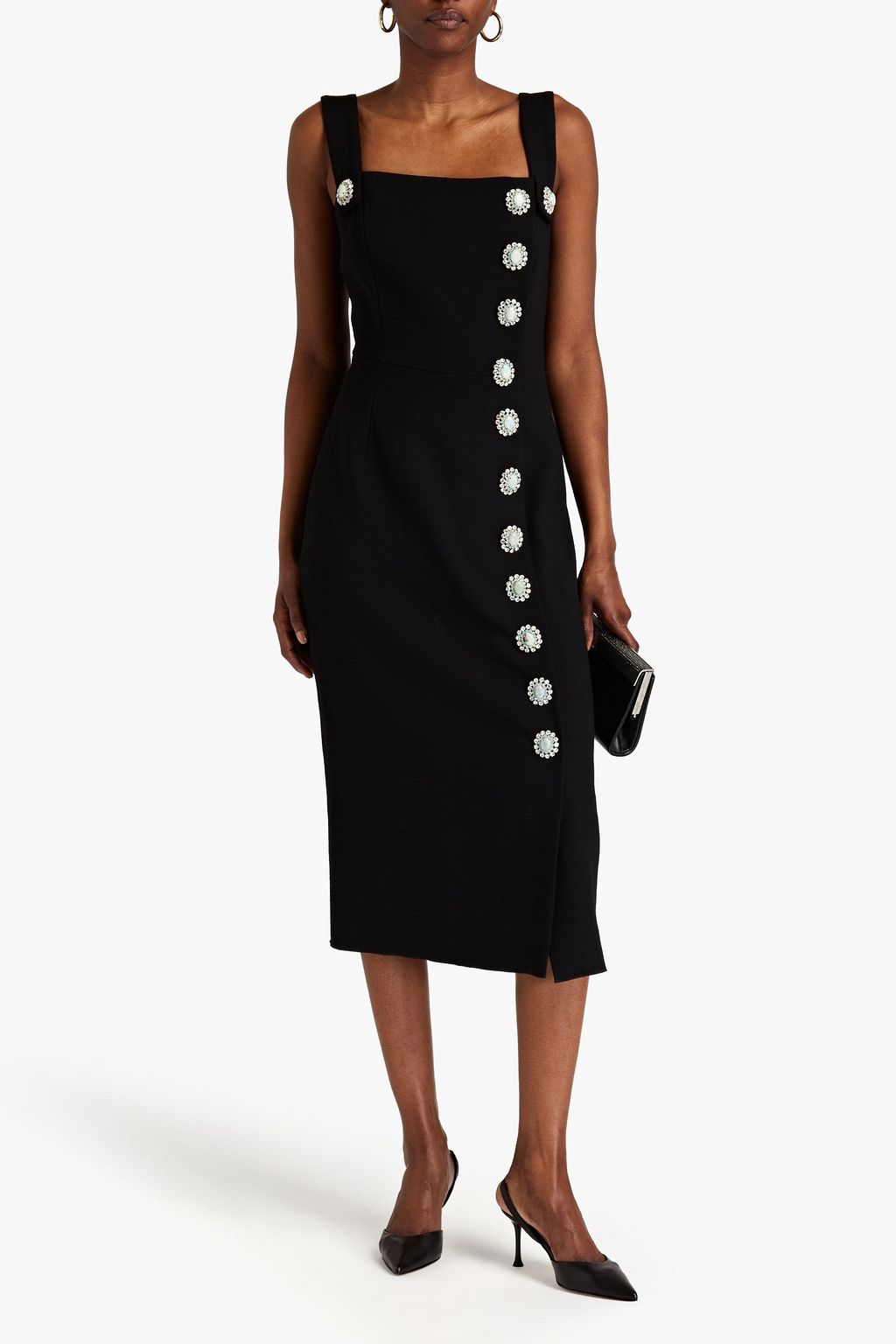 Dolce And Gabbana Embellished Wool Blend Midi Dress The Outnet