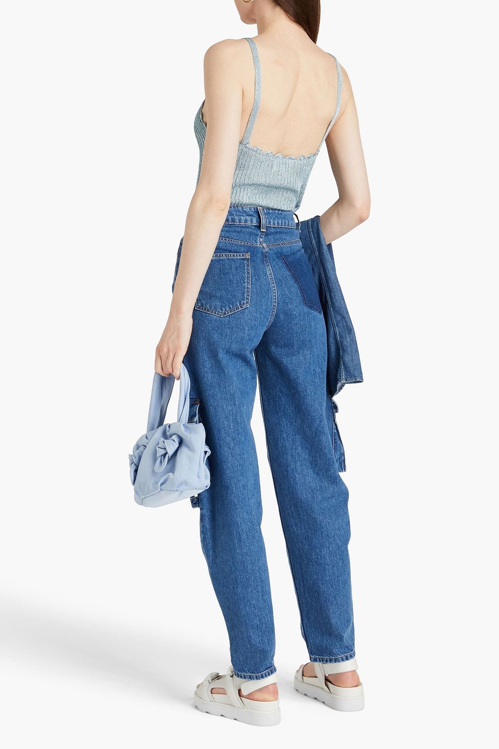 GANNI Heather metallic ribbed-knit tank | THE OUTNET
