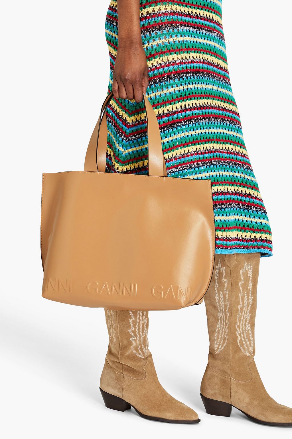 GANNI Embossed leather tote | THE OUTNET