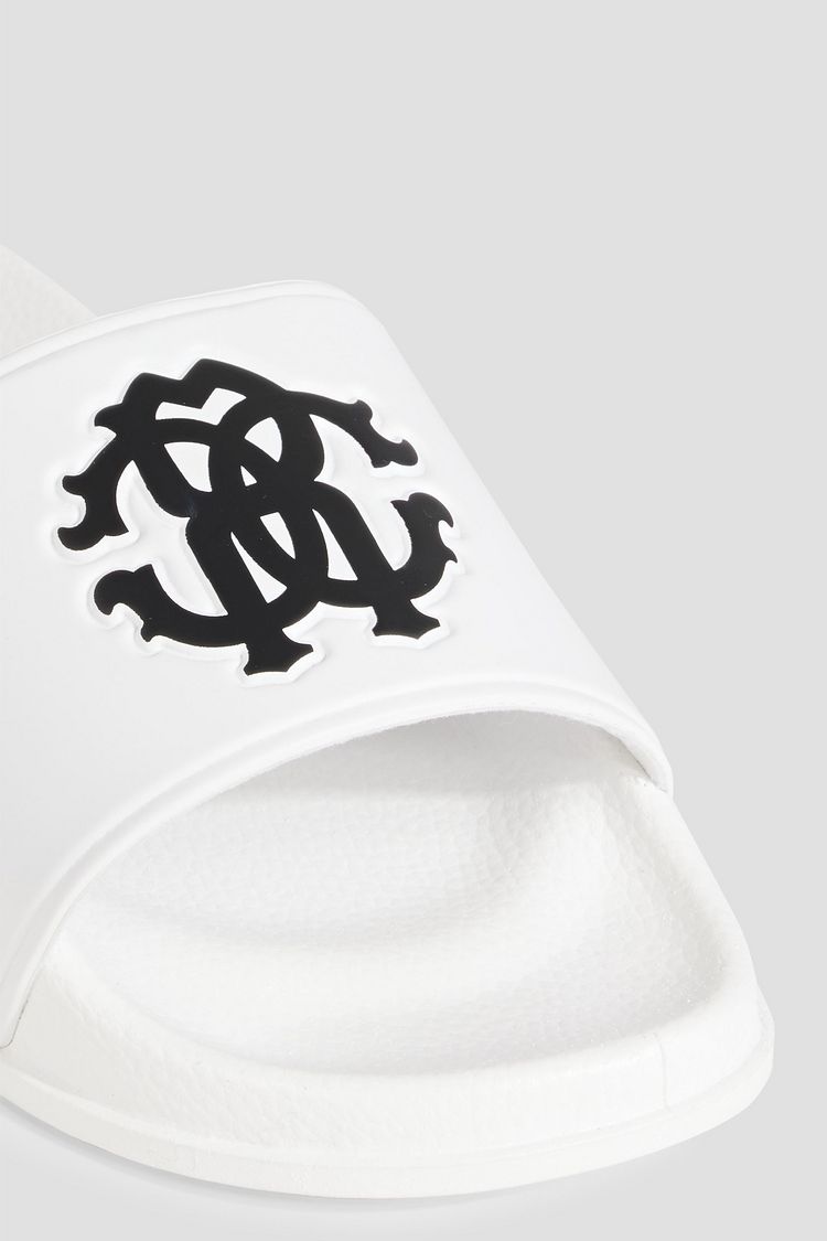 ROBERTO CAVALLI Printed embossed rubber slides | THE OUTNET