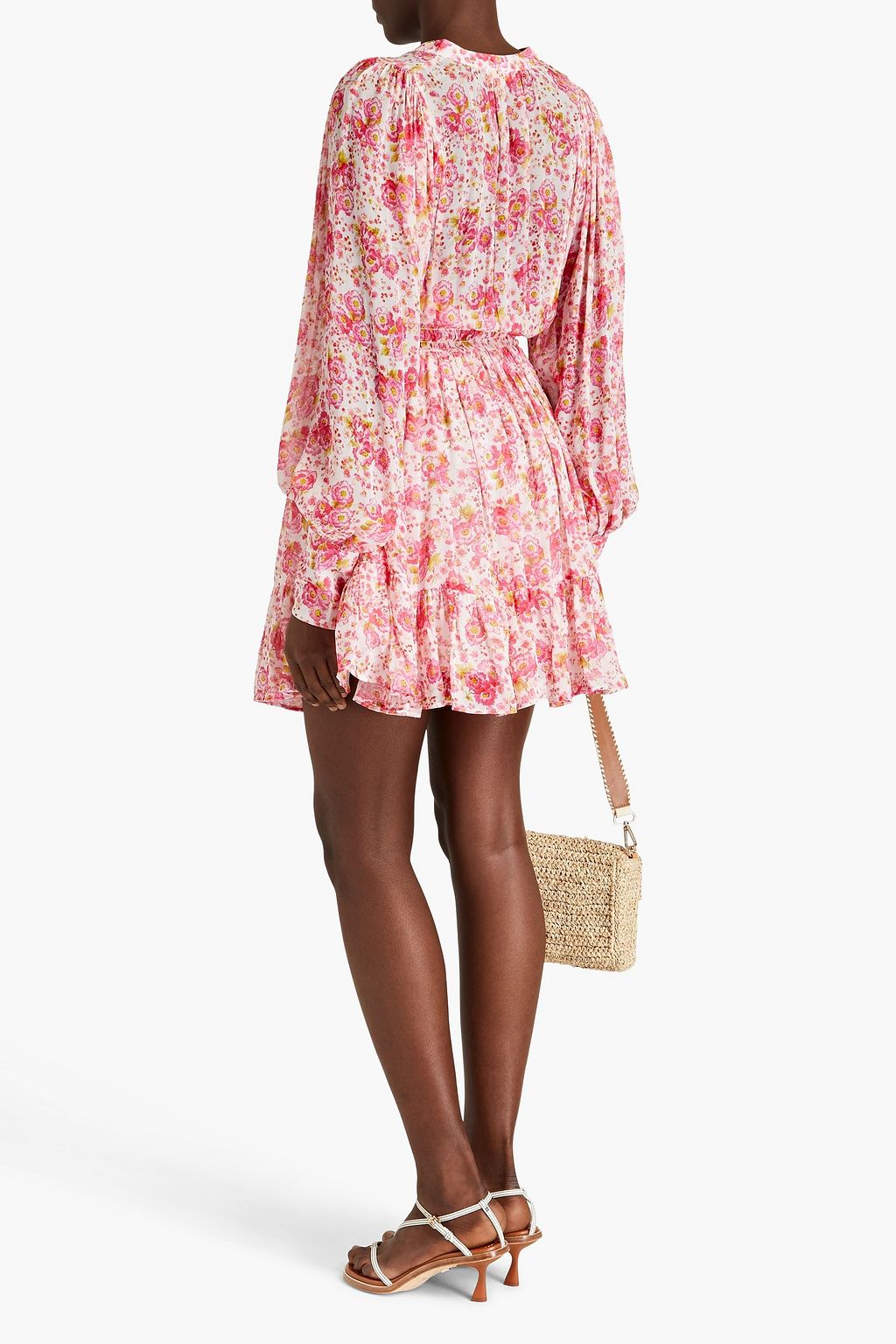 BYTIMO Shirred floral-print crepe mini dress | THE OUTNET