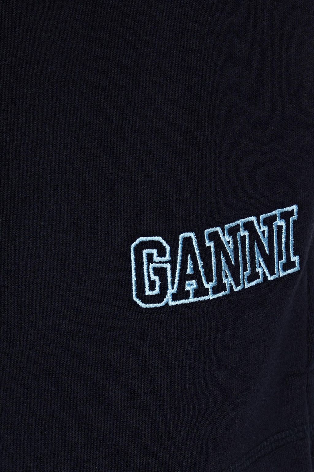 GANNI Logo-embroidered cotton-blend fleece shorts | THE OUTNET