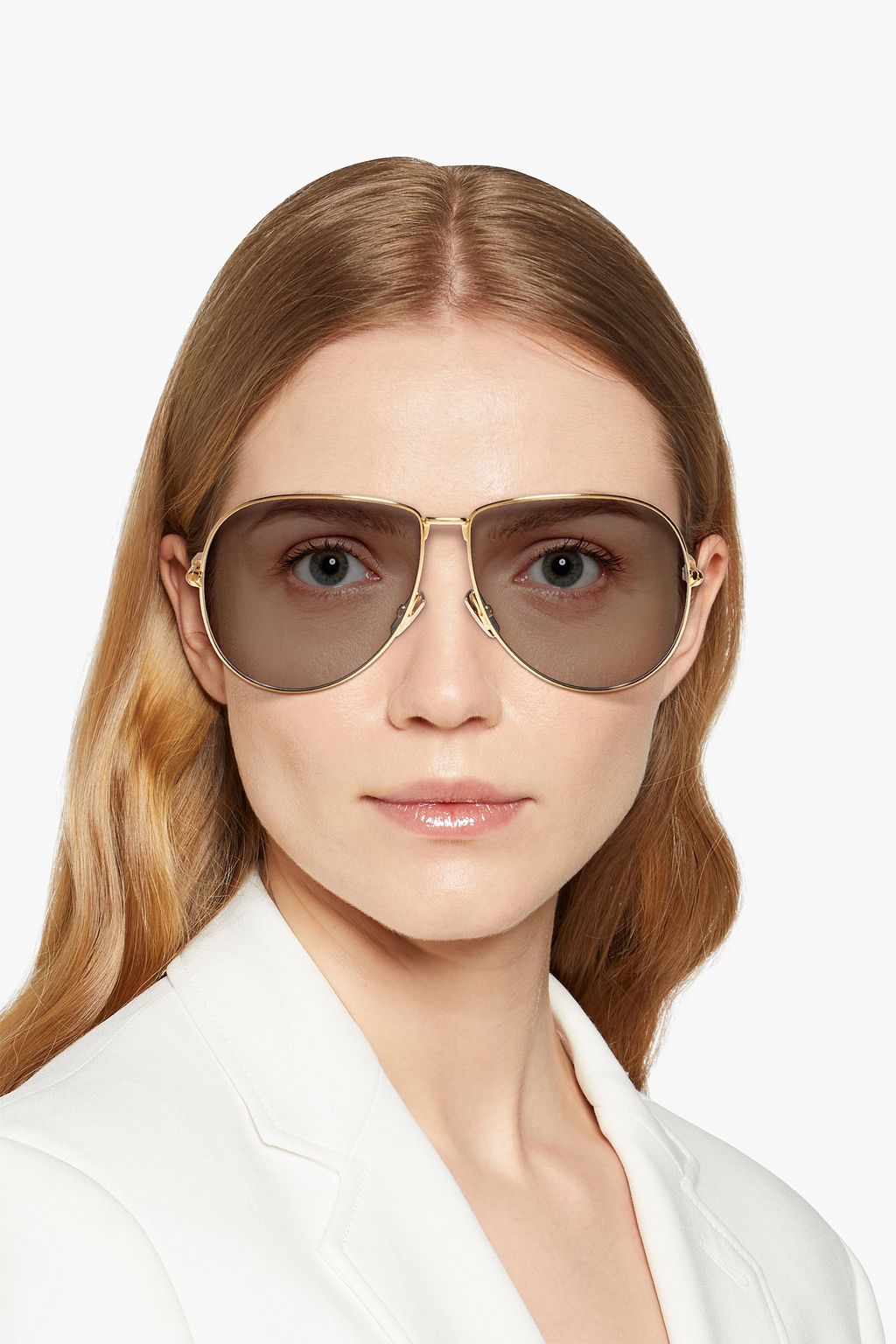 FENDI Aviator-style gold-tone sunglasses | THE OUTNET