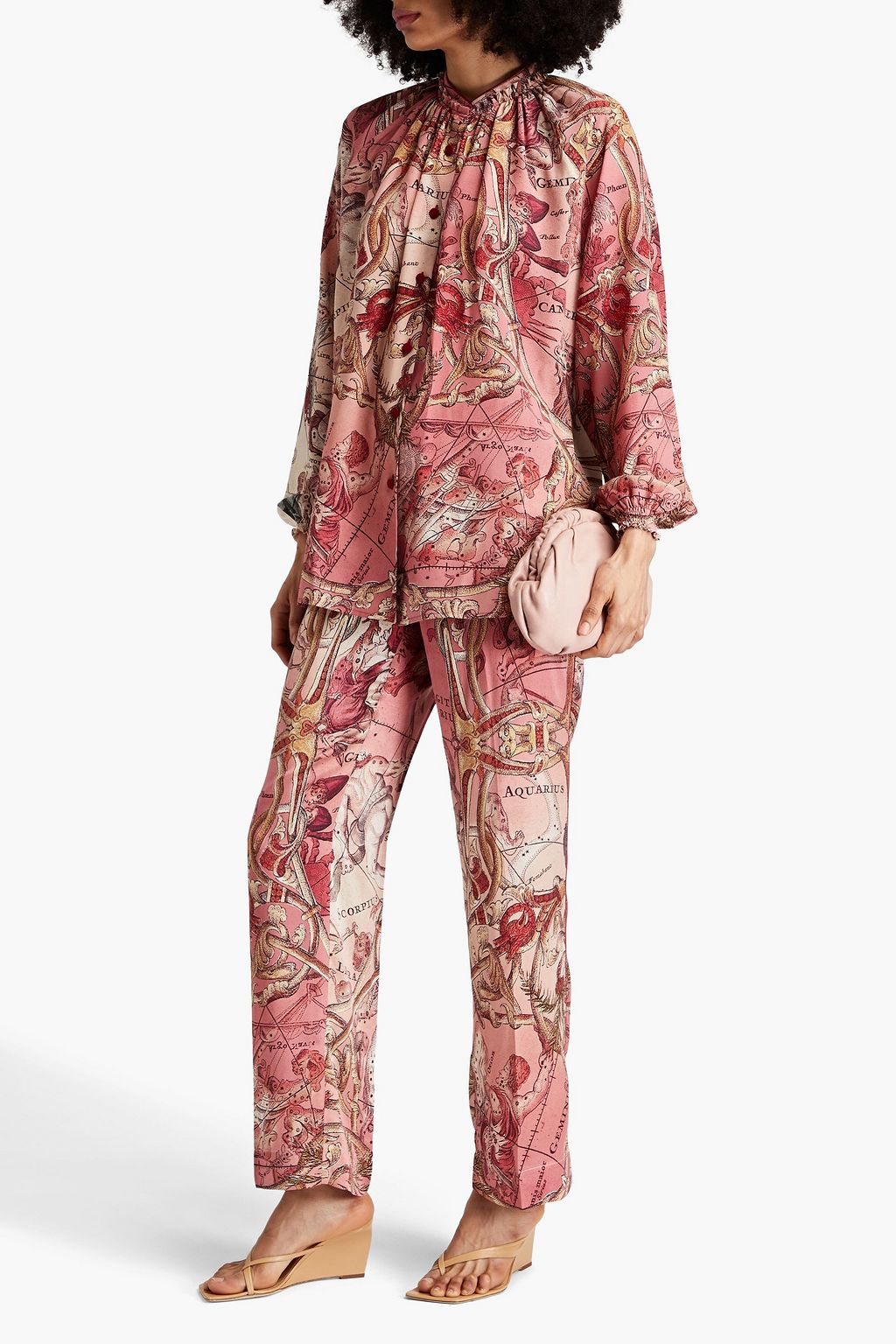 F.R.S. FOR RESTLESS SLEEPERS Etere printed satin straight-leg pants ...