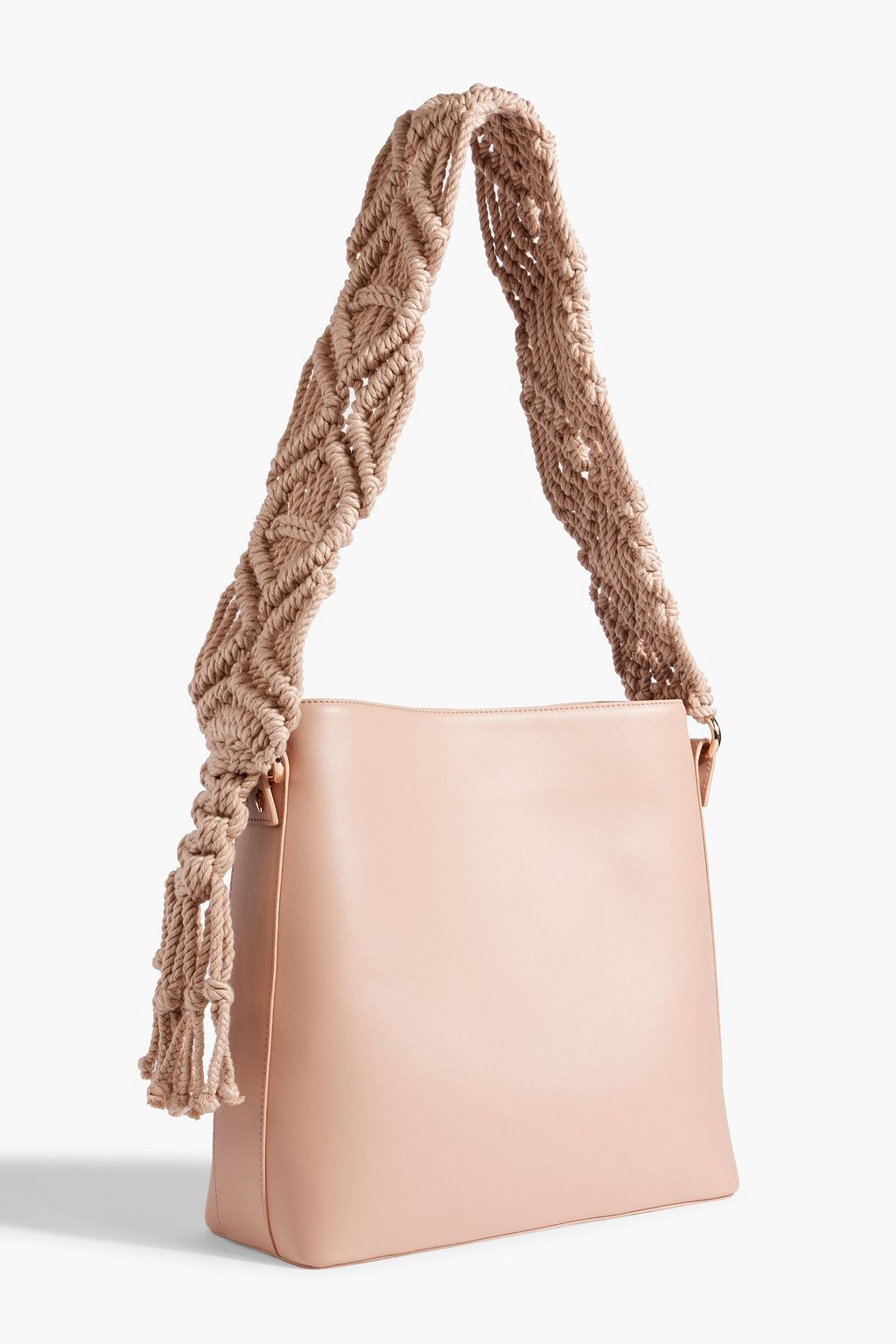 SIMKHAI Britt macramé-trimmed leather shoulder bag | THE OUTNET