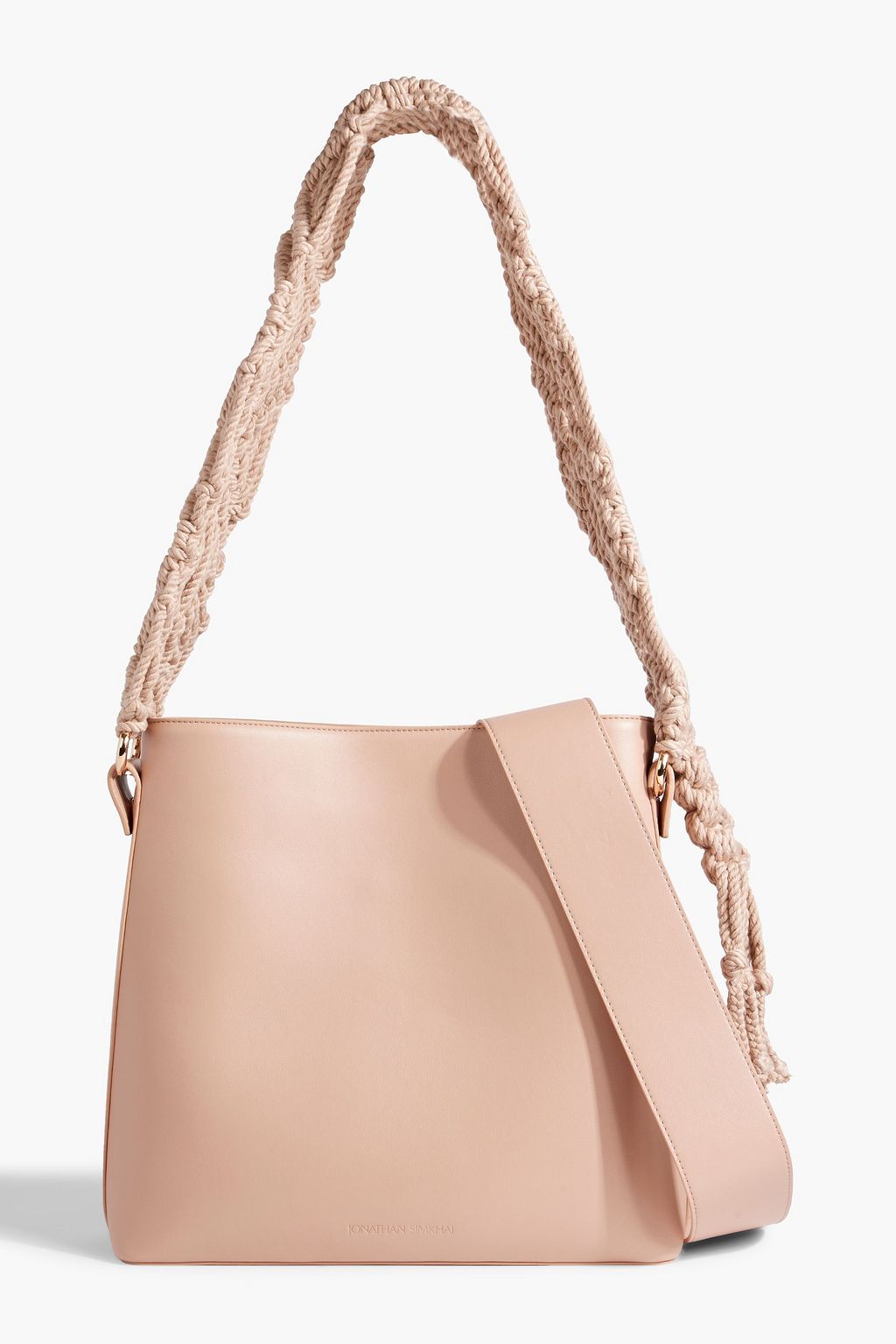 SIMKHAI Britt macramé-trimmed leather shoulder bag | THE OUTNET