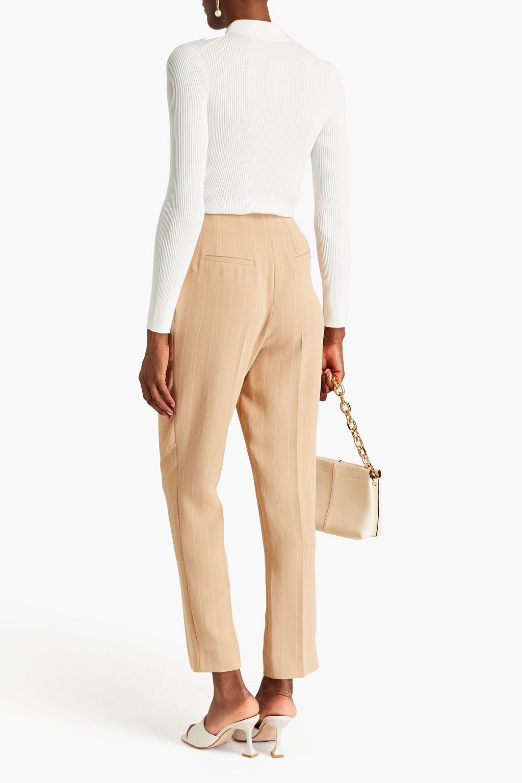EMILIA WICKSTEAD Suri pinstriped crepe tapered pants | Sale up to 70% ...