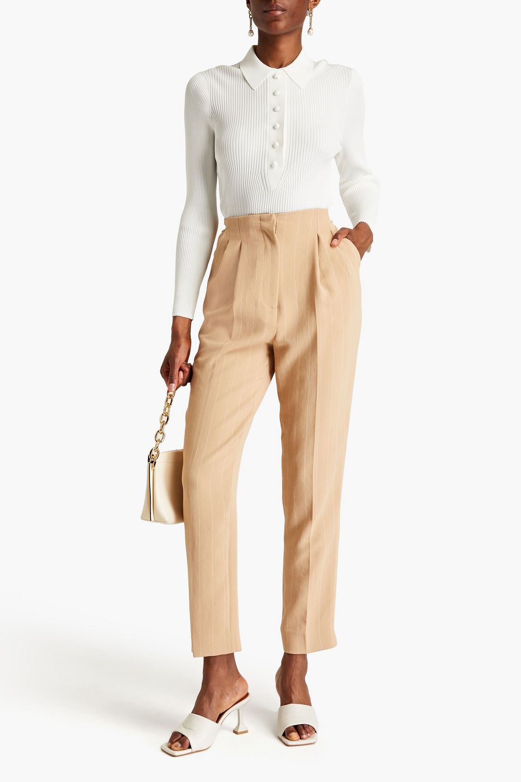 EMILIA WICKSTEAD Suri pinstriped crepe tapered pants | THE OUTNET