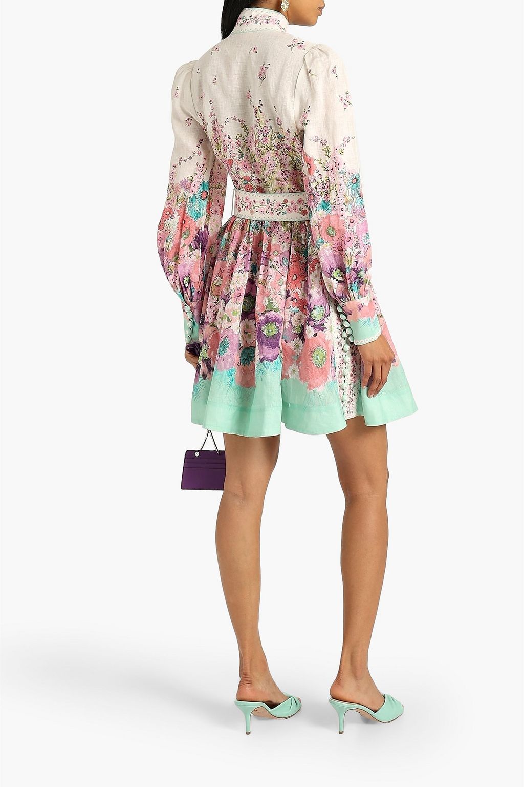 Zimmermann Belted Floral Print Linen Mini Dress The Outnet