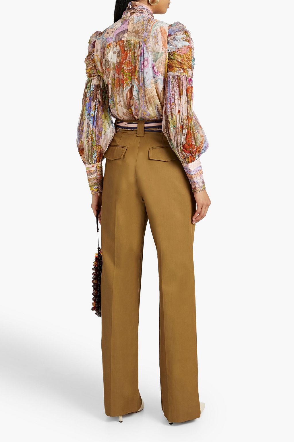 ZIMMERMANN Belted cotton-blend sateen wide-leg pants | THE OUTNET