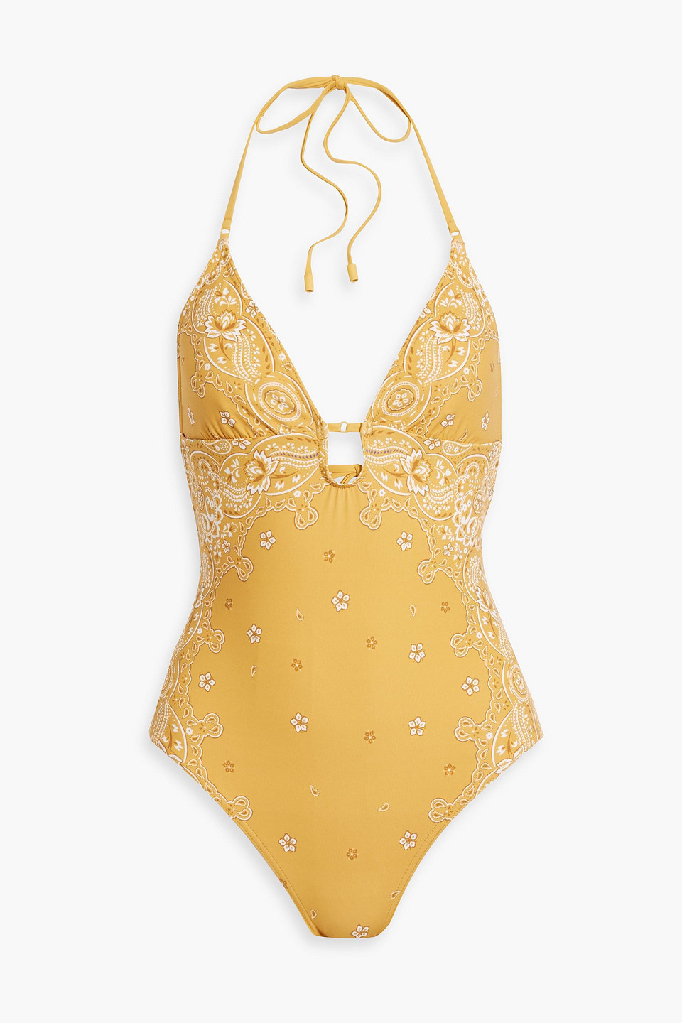 Zimmermann Separates Sculpt Cutout Paisley-print Swimsuit In Marigold ...