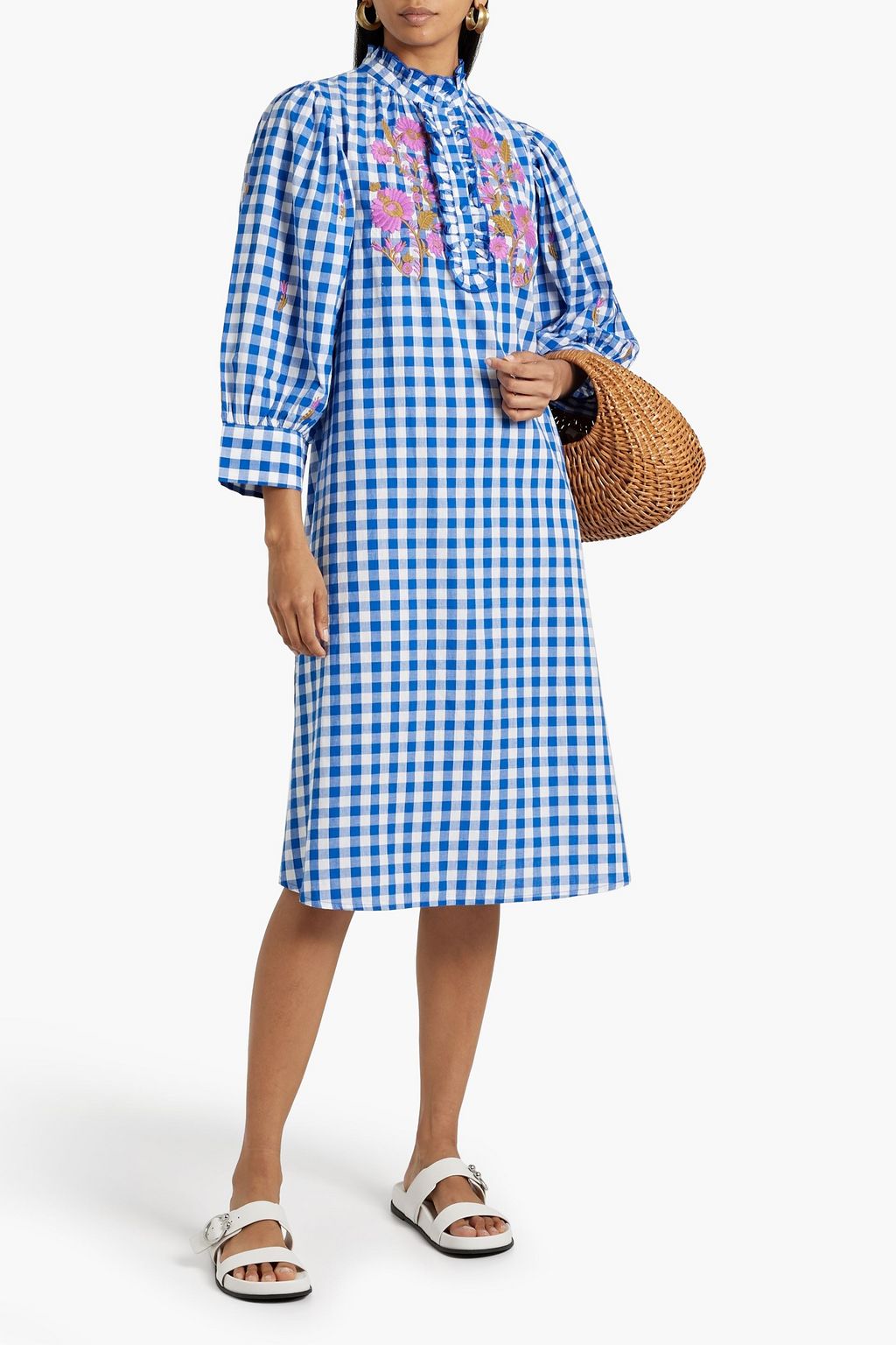 ANTIK BATIK Polly embroidered gingham cotton midi dress | THE OUTNET
