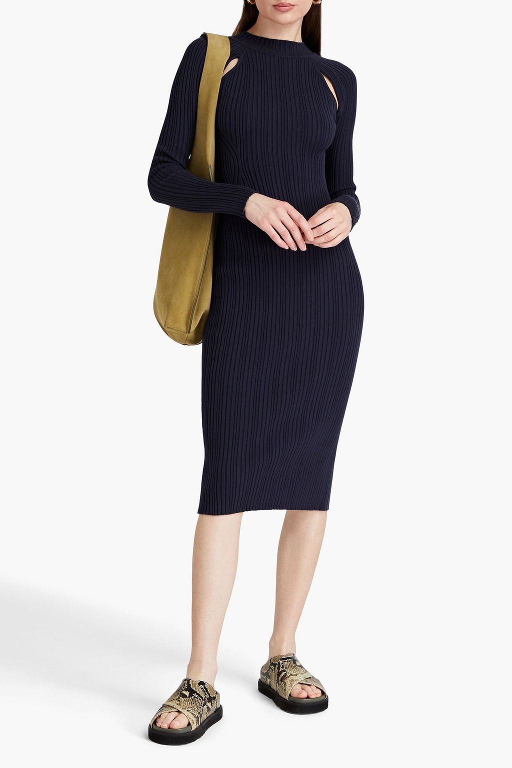 Lvir Cutout Ribbed Knit Midi Dress The Outnet