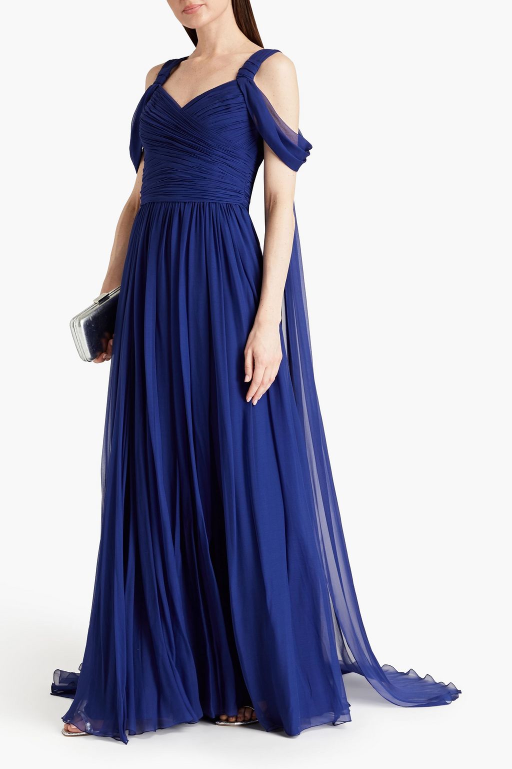 ZUHAIR MURAD Cold-shoulder pleated silk-chiffon gown | THE OUTNET