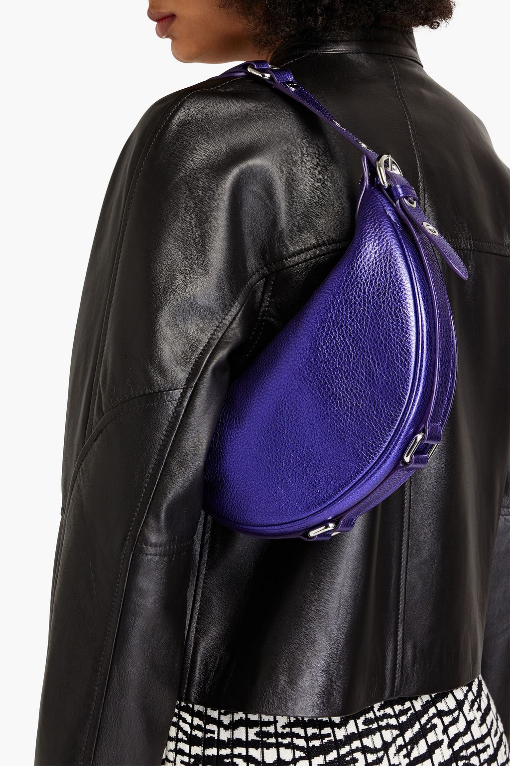 BY FAR Gib metallic pebbled-leather shoulder bag | THE OUTNET