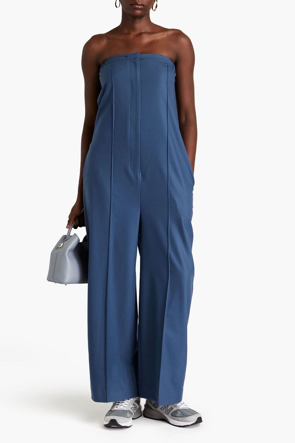 LOULOU STUDIO Mellal strapless wool-blend twill wide-leg jumpsuit | THE ...