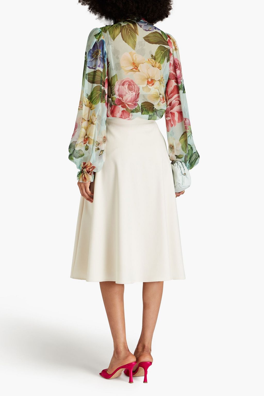 Dolceandgabbana Pussy Bow Floral Print Silk Chiffon Blouse The Outnet