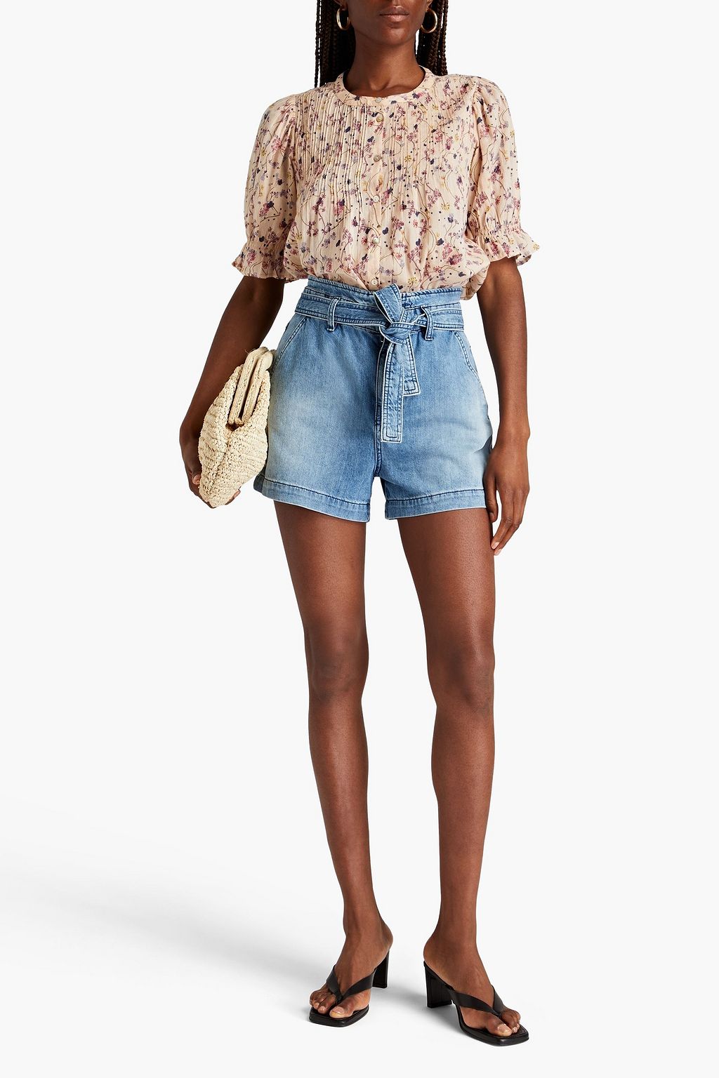 BA&SH Clark belted denim shorts | THE OUTNET