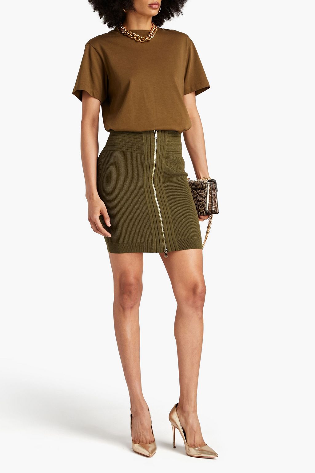 Balmain Ribbed Knit Mini Skirt The Outnet