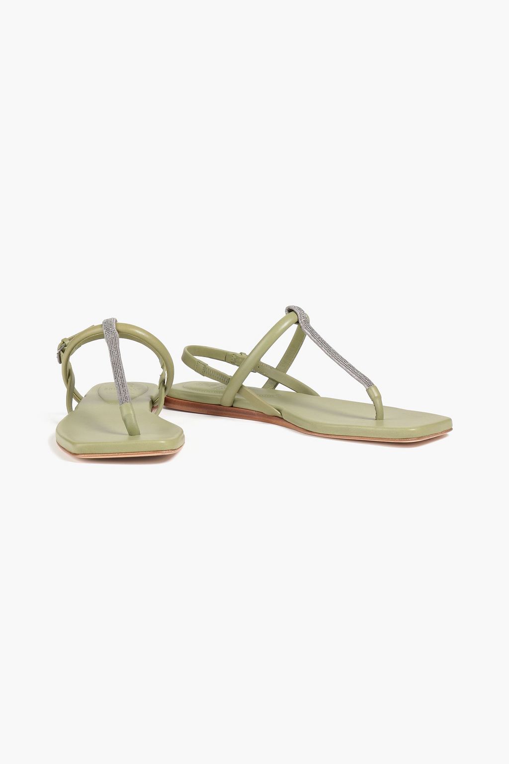 BRUNELLO CUCINELLI Bead-embellished leather slingback sandals | THE OUTNET