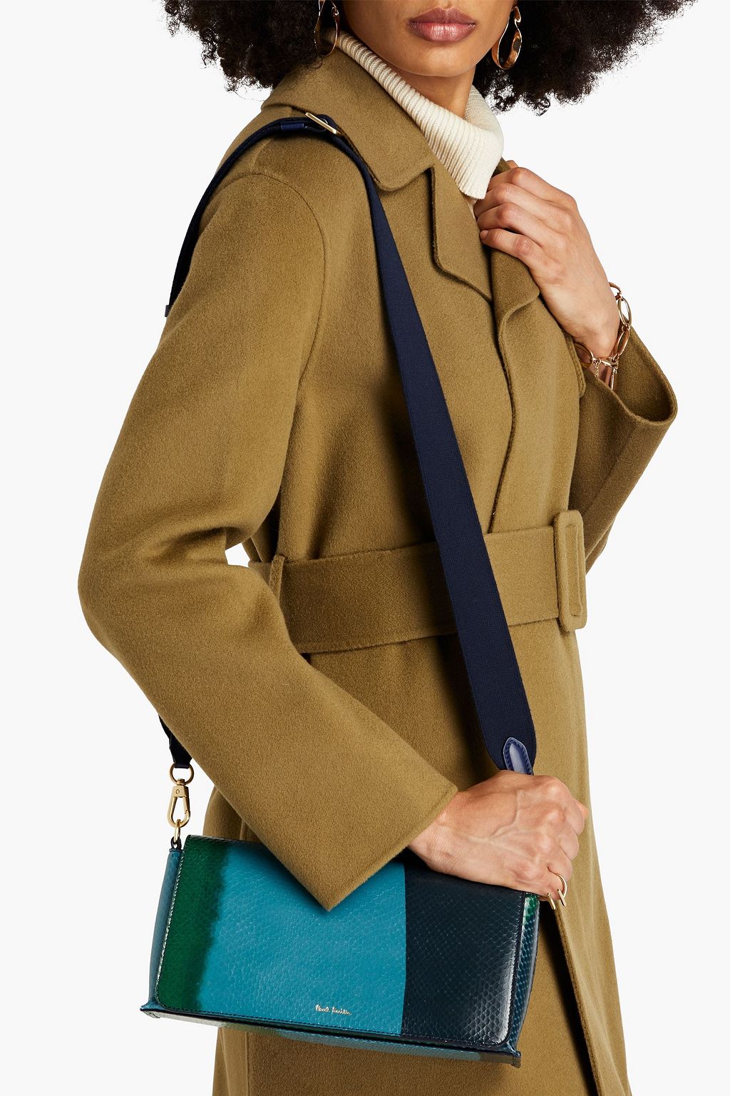 PAUL SMITH Color-block snake-effect leather shoulder bag | THE OUTNET