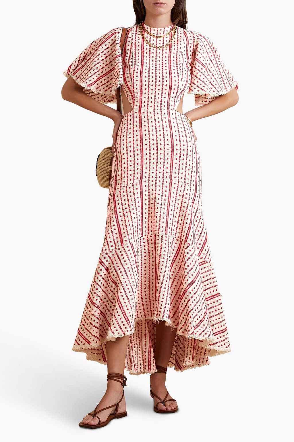 RUE MARISCAL Open-back frayed embroidered crocheted dress | THE OUTNET