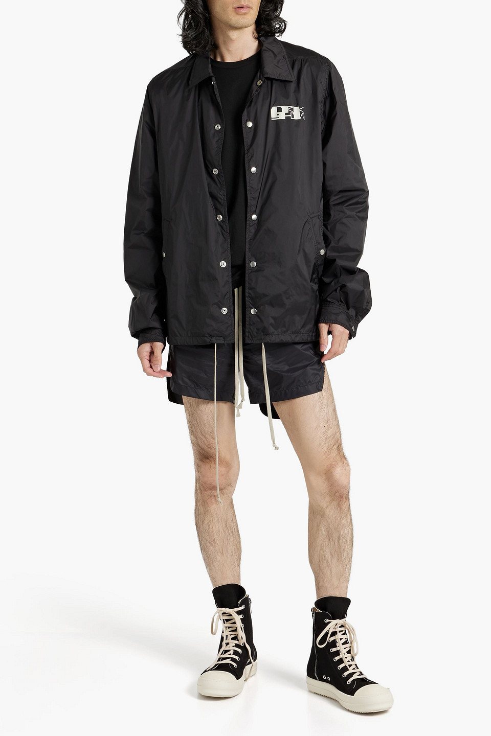 Rick Owens Logo-print Shell Jacket In Black | ModeSens