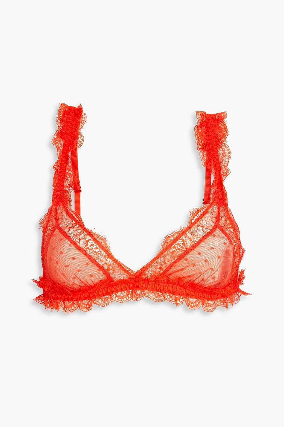 LOVE STORIES Love Lace lace-trimmed point d'esprit triangle bra | THE ...