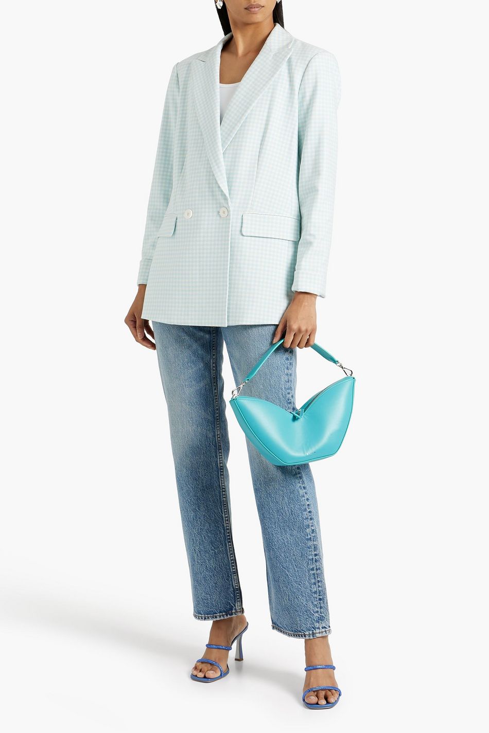ALICE + OLIVIA Justin double-breasted gingham twill blazer | THE OUTNET