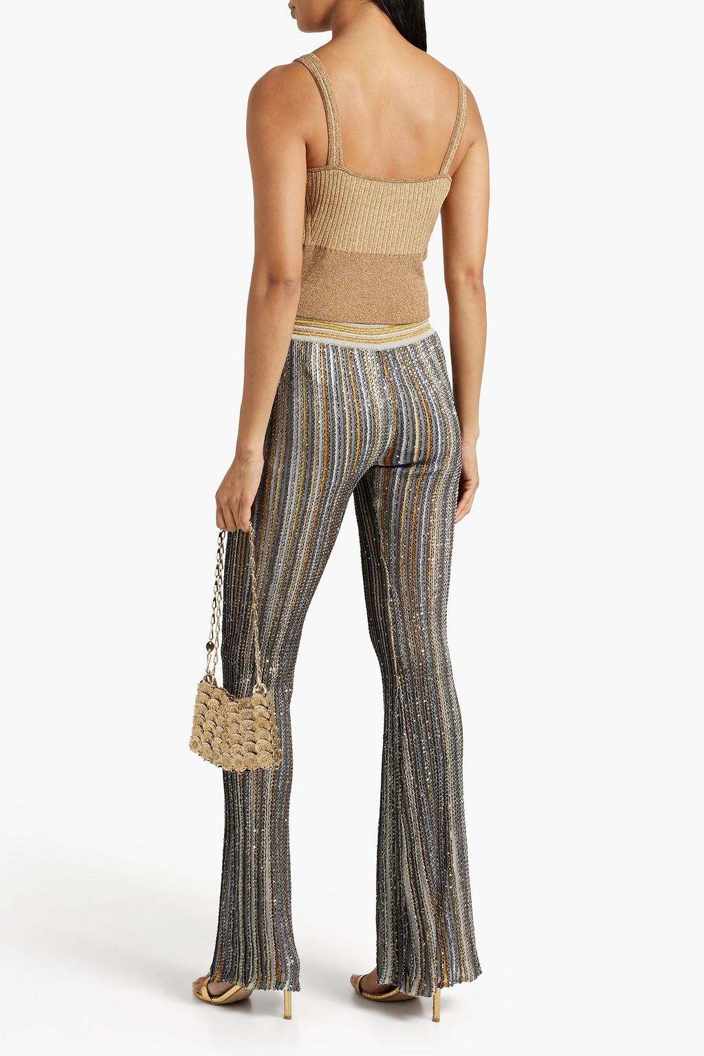 MISSONI Embellished metallic crochet-knit flared pants | THE OUTNET