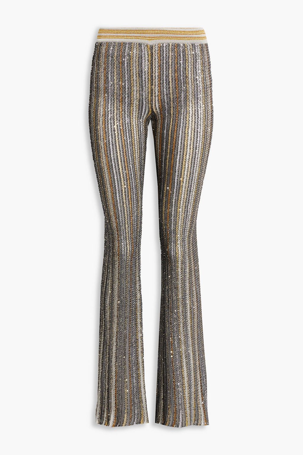 MISSONI Embellished metallic crochet-knit flared pants | THE OUTNET