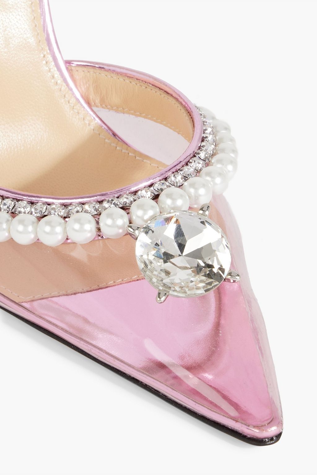 MACH & MACH Diamond of Elizabeth embellished PVC and mirrored-leather ...