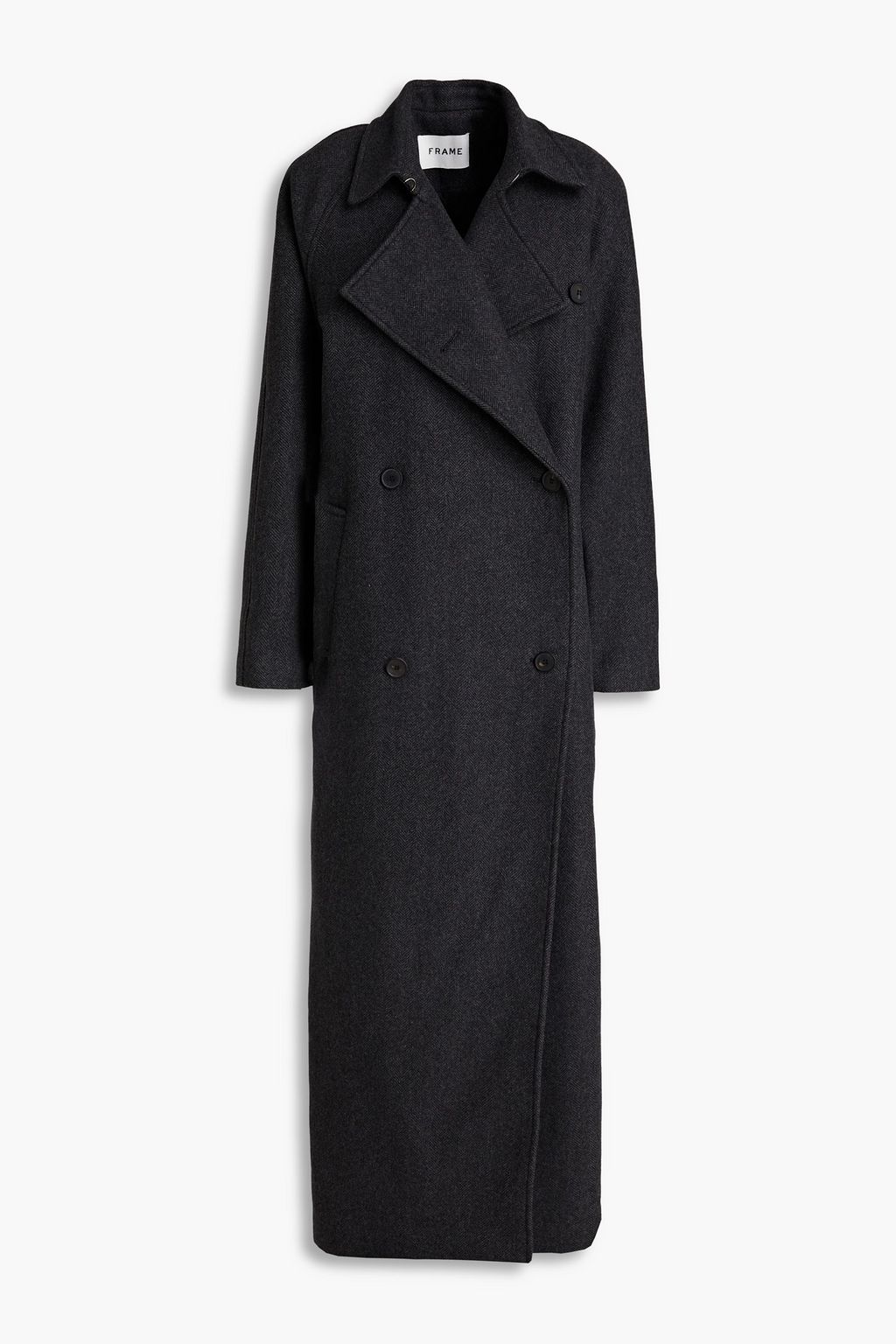 FRAME Double-breasted herringbone wool-blend coat | THE OUTNET
